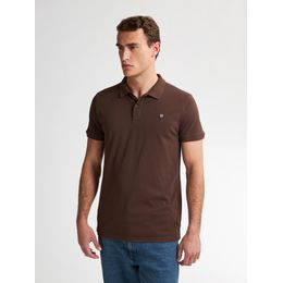 Poloshirt PETROL INDUSTRIES, Herren, Gr. L, braun (mud), Jersey, Obermaterial: 100% Baumwolle, regular fit taillenbedeckt, ohne Ausschnitt, Shirts, mit Logo Stickerei