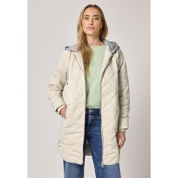 Steppjacke Street One, Damen, Gr. 34, powder beige, Stoff, Obermaterial: 55% Polyester, 45% Polyamid; Futter: 100% Polyester; F&uuml;llung: 100% Polyester; Kapuze: 72% Polyester, 22% Viskose, 6% Elasthan, unifarben, normal ca. Mitte Oberschenkel, ohne Ausschnitt, Rippb&uuml;ndchen, Jacken Steppjacke, mit 2-Wege Rei&szlig;verschluss