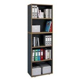 B&uuml;cherregal Vcm "Holz B&uuml;ro Regal B&uuml;cher Ordner Salia 5fach B. 60 cm", schwarz (anthrazit), B:60cm T:33cm, Regale, B&uuml;cherregal