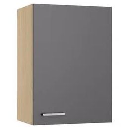 H&auml;ngeschrank KOCHSTATION "KS-Lucy", anthrazit, eiche hell, B:50cm H:70,4cm T:34,6cm, Schr&auml;nke, H&auml;ngeschrank, Breite 50 cm, mit 1 T&uuml;r, 2 Einlegeb&ouml;den, Soft-Close