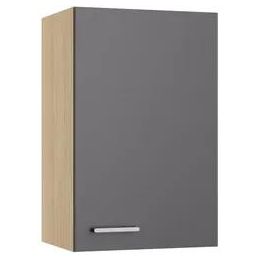 H&auml;ngeschrank KOCHSTATION "KS-Lucy", anthrazit, eiche hell, B:45cm H:70,4cm T:34,6cm, Schr&auml;nke, H&auml;ngeschrank, Breite 45 cm, mit 1 T&uuml;r, 2 Einlegeb&ouml;den, Soft-Close