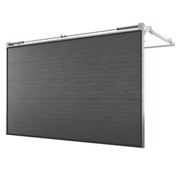 Garagentor 5 m breit, 3 m hoch, elektrisch, mit Motor, Sektionaltor Typ Comfort, Anthrazitgrau &auml;hnlich RAL 7016, Woodgrain, Kleinsicke