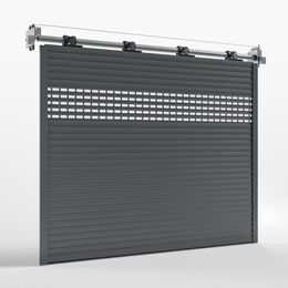 Rollgitter, Garagenrolltor Typ Basic mit Sichtlamellen mit Acrylglas, Anthrazit &auml;hnlich RAL 7016, 1000 x 1500 mm, individuell konfigurieren