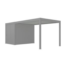 Carport mit Ger&auml;teraum, mit Abstellraum 2m, Wei&szlig;aluminium RAL 9006, 3015 x 4983 mm, rechts &ouml;ffnend, individuell konfigurieren