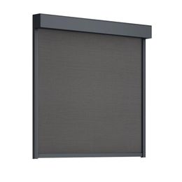 Au&szlig;enrollo, eckig 90&deg;, Anthrazitgrau, 600 x 600 mm, Tuch Schwarz, ohne Motorsteuerung, individuell konfigurieren