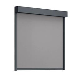 Au&szlig;enrollo, eckig 90&deg;, Anthrazitgrau &auml;hnlich RAL 7016, 600 x 600 mm, Tuch Dunkelgrau, Antriebsart Basic, individuell konfigurieren