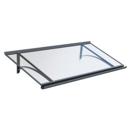 Vordach Berlin, Pultvordach, Aluminium, Glas, Anthrazit, mit integrierter Regenrinne, individuell konfigurierbar