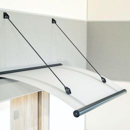 Vordach Bochum, Zugstangenvordach, Aluminium, Glas, Anthrazit, mit integrierter Regenrinne, individuell konfigurierbar