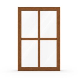 Sprossenfenster aus Kunststoff in Holzoptik, aluplast IDEAL&reg; 4000, Golden-Oak au&szlig;en, Wei&szlig; innen, 80x120 cm, glasteilende Sprossen