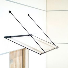 Vordach Bremen, Zugstangenvordach, Aluminium, Glas, Anthrazit, mit integrierter Regenrinne, individuell konfigurierbar