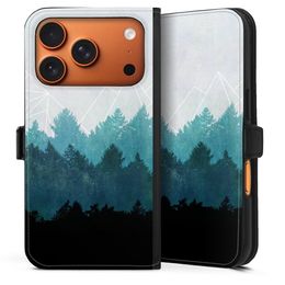 DeinDesign iPhone 17 Pro Handy Klapph&uuml;lle Handyh&uuml;lle aus Kunst Leder schwarz Flip Case Tree Forrest Abstract Sideflip mit Lasche