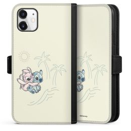 DeinDesign iPhone 11 Handy Klapph&uuml;lle Handyh&uuml;lle aus Kunst Leder schwarz Flip Case Angel Disney Lilo & Stitch Sideflip mit Lasche