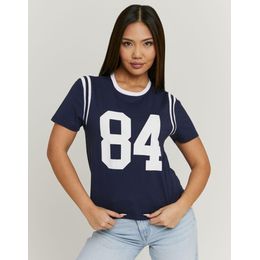 T-Shirt Tally Weijl "STSCOORCUN2", Damen, Gr. L, nuit, Jersey, Obermaterial: 100% Baumwolle, bedruckt, figurbetont normal, Rundhals, Shirts T-Shirt, Baumwolle, Statement-Shirt mit Rundhals-Ausschnitt und Druck