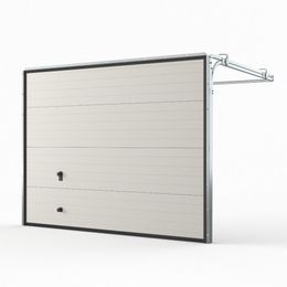 Garagentor Wei&szlig;, RAL 9016 Verkehrswei&szlig;, 2000 x 1900 mm, Woodgrain, ohne Antrieb, individuell konfigurieren