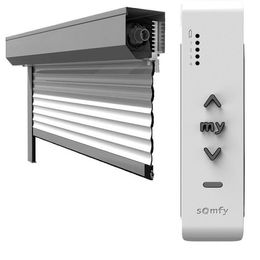 Rolladen mit Funksteuerung, Vorbaurollladen Modell Eckig, mit Motor Oximo IO Somfy, Wei&szlig;, 800 x 800 mm, individuell konfigurieren