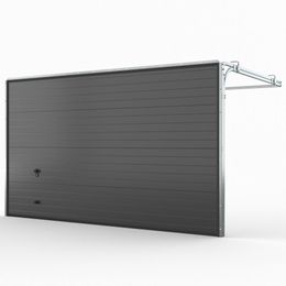 Garagentor 4 m breit, Doppelgarage, 4000 x 2000 mm, Woodgrain, RAL 7016 Anthrazitgrau, ohne Antrieb, individuell konfigurieren