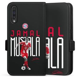 DeinDesign Galaxy A50 Handy Klapph&uuml;lle Handyh&uuml;lle aus Kunst Leder schwarz Flip Case Fc Bayern M&uuml;nchen Jamal Musiala Official Licensed Product Sideflip mit Lasche