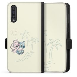 DeinDesign Galaxy A50 Handy Klapph&uuml;lle Handyh&uuml;lle aus Kunst Leder schwarz Flip Case Angel Disney Lilo & Stitch Sideflip mit Lasche