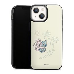 DeinDesign iPhone 13 Mini Handy Slim Case extra d&uuml;nn Silikon Handyh&uuml;lle schwarz H&uuml;lle Angel Disney Lilo & Stitch Silikon Slim Case