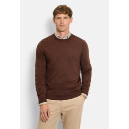 Strickpullover OLYMP "OLYMP Casual Strick", Herren, Gr. L, braun, 100% Schurwolle, Pullover Strickpullover