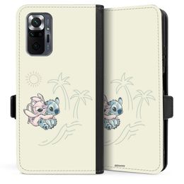 DeinDesign Xiaomi Redmi Note 10 Pro Handy Klapph&uuml;lle Handyh&uuml;lle aus Kunst Leder schwarz Flip Case Angel Disney Lilo & Stitch Sideflip mit langer Lasche