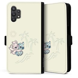 DeinDesign Galaxy A32 5G Handy Klapph&uuml;lle Handyh&uuml;lle aus Kunst Leder schwarz Flip Case Lilo & Stitch Disney Angel Sideflip mit langer Lasche