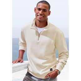 Sweatshirt John Devin, Herren, Gr. XL (56/58), beige (creme), angeraute Sweatware, Obermaterial: 60% Baumwolle, 40% Polyester, unifarben, regular fit normal, Rundhals, angesetztes B&uuml;ndchen, Sweatshirts Sweatshirt, Langarm, Pullover mit Rei&szlig;verschluss am Stehkragen