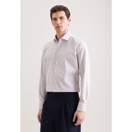 Businesshemd Seidensticker "Schwarze Rose", Herren, Gr. M (40), normale &Auml;rmell&auml;ngen, braun, 100% Baumwolle, gestreift, tailored fit, 2-Knopf-Manschette, Hemden, Shaped 1/1 Kentkragen Gestreift