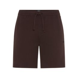 Pyjamashorts BOSS "Waffle Shorts", Damen, Gr. S, N-Gr, schwarz braun 207, Jersey, Obermaterial: 60% Baumwolle, 40% Polyester, lang, Hosen