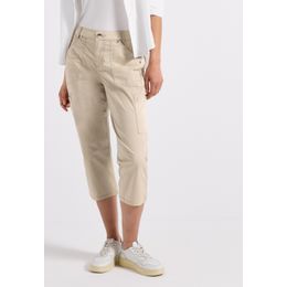 3/4-Hose Street One "Style Yulius", Damen, Gr. 42, N-Gr, barley beige, Web, Obermaterial: 98% Baumwolle, 2% Elasthan, unifarben, slim fit kniebedeckend, Hosen, im Cargo-Style