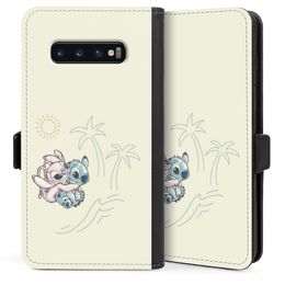 DeinDesign Galaxy S10 Plus Handy Klapph&uuml;lle Handyh&uuml;lle aus Kunst Leder schwarz Flip Case Angel Disney Lilo & Stitch Sideflip mit Lasche