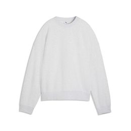 Sweatshirt Puma "Wardrobe Essentials Oversized Sweatshirt Damen", Damen, Gr. L, wei&szlig; glow heather, Obermaterial: 68% Baumwolle, 32% Polyester. Rippe: 4% Elasthan, 96% Baumwolle, oversize, Rundhals, Sweatshirts Sweatshirt