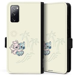 DeinDesign Galaxy S20 Handy Klapph&uuml;lle Handyh&uuml;lle aus Kunst Leder schwarz Flip Case Angel Lilo & Stitch Disney Sideflip mit Lasche