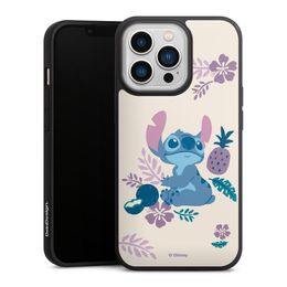 DeinDesign iPhone 13 Pro Handy Premium Silikon H&uuml;lle Handyh&uuml;lle schwarz Case Flowers Lilo & Stitch Official Licensed Product Silikon Premium Case