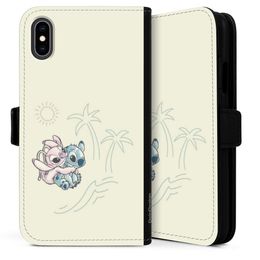 DeinDesign iPhone X Handy Klapph&uuml;lle Handyh&uuml;lle aus Kunst Leder schwarz Flip Case Angel Disney Lilo & Stitch Sideflip mit langer Lasche