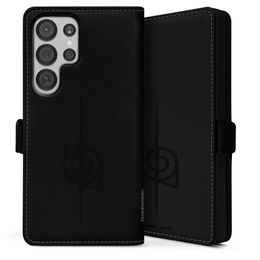 DeinDesign Galaxy S25 Ultra Handy Klapph&uuml;lle Handyh&uuml;lle aus Kunst Leder schwarz Flip Case Konoha Sasuke Naruto Shippuden Sideflip mit Lasche