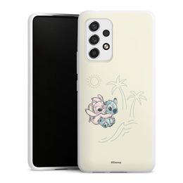 DeinDesign Galaxy A53 5G Handy Silikon H&uuml;lle Case wei&szlig; Handyh&uuml;lle Lilo & Stitch Disney Angel Silikon Case