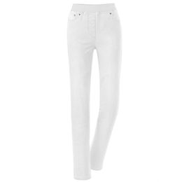 WITT Damen Schlupfjeans mit geripptem Strick-Dehnbund, wei&szlig;, Gr&ouml;&szlig;e 19