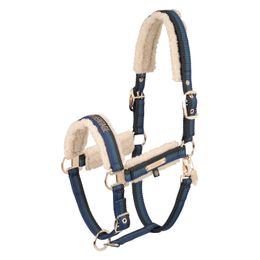 ESKADRON Heritage Halfter Double Pin Teddyfleece schwarz/gr&uuml;n/blau Pony
