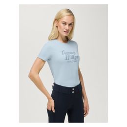 Tommy Hilfiger Equestrian T-Shirt Malibu mit Strass sweet blue Damen L