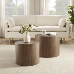 Couchtisch Salesfever "Coffeetable im 2er-Set: Stilvoller Mittelpunkt", braun (walnuss, walnuss), B:48cm H:38cm T:48cm, MDF mit Walnussholzfurnier, Tische, Couchtisch, mit Holzfurnier
