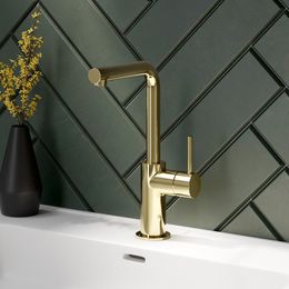 Herzbach SIRO PVD GOLD Waschtischarmatur erh&ouml;ht L-Size, 30.120333.1.03, L-Size