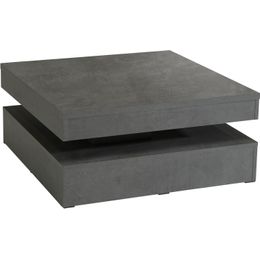 Couchtisch FORTE, grau (beton dunkel), B:78cm H:35cm T:78cm, Tische, Couchtisch, mit Funktion, drehbare Tischplatte, Breite ca. 78x78 cm
