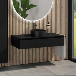 rivea Dia Unterschrank B: 120 mit 1 Auszug, Waschtisch &Oslash; 38 cm schwarz matt, BR0535BM+BR0029BM+BN0404BM,
