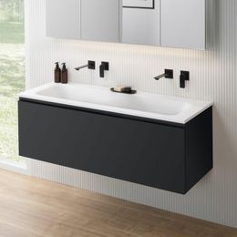 rivea Dia Unterschrank B: 141 cm mit 1 Auszug, Doppelwaschtisch ohne Hahnloch wei&szlig; matt,, BR0044BM+BR0126WM,