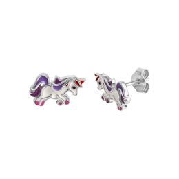 Paar Ohrstecker Firetti "Schmuck Geschenk Silber 925 Ohrschmuck Einhorn", bunt (silberfarben, wei&szlig;, rosa, rot, lila, schwarz), Ohrringe, M&auml;dchen, Silber 925 (Sterlingsilber), Paar Ohrstecker
