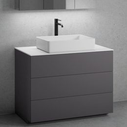 neoro n50 Unterschrank B: 100 cm mit 3 Ausz&uuml;gen, Waschtisch B: 58 cm wei&szlig; matt,, BN0065WM+BN0453GR+BN0403WM,