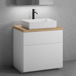 neoro n50 Unterschrank B: 80 cm mit 2 Ausz&uuml;gen, Waschtisch B: 58 cm wei&szlig; matt,, BN0065WM+BN0442WM+BN0402W1,