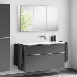Duravit ME by Starck Waschtisch, evineo ineo4 Unterschrank B: 123 cm, mit Griff, mit Spiegelschrank,, 233612AA60+BE0268AN+BEA004MI,