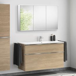 Duravit ME by Starck Waschtisch, evineo ineo4 Unterschrank B: 123 cm, mit Griff, mit Spiegelschrank,, 233612AC00+BE0268OA+BEA004MI,
